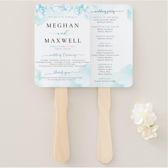 Editable Wedding Fan Program Template Canva | Orchid Ceremony Program ...