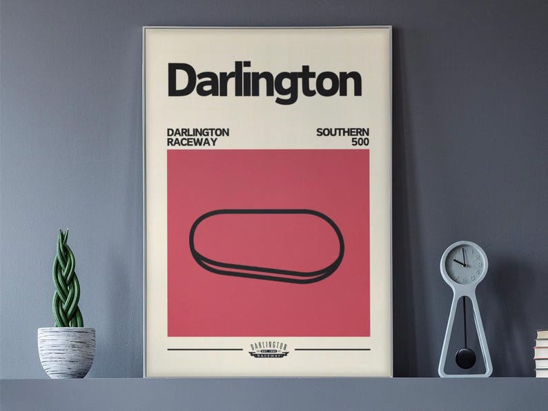 Darlington Poster, NASCAR Poster, Darlington Raceway Print, the Lady in ...