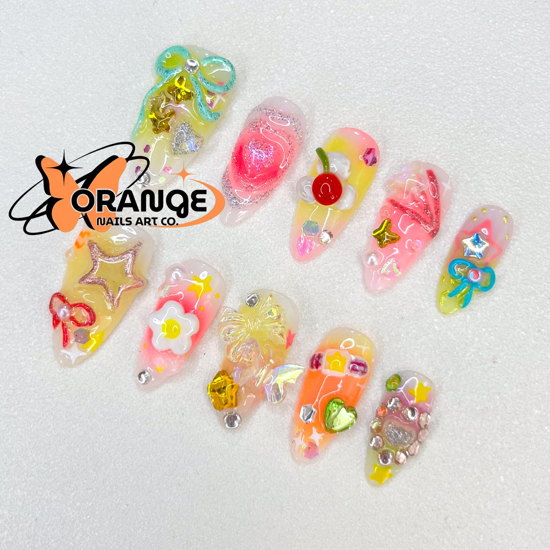 Playful Girlhood Press on Nails, Custom Nails Art, 3D Nails, Colorful ...