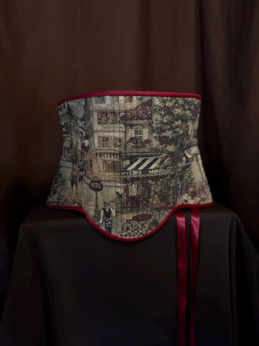 Upcycled Underbust Corset | Victorian-inspired Vintage Tapestry | Lace ...