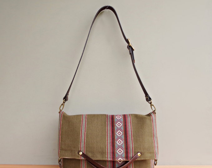 Serape Shoulder Bag in Sage Green Convertible Tote With - Etsy