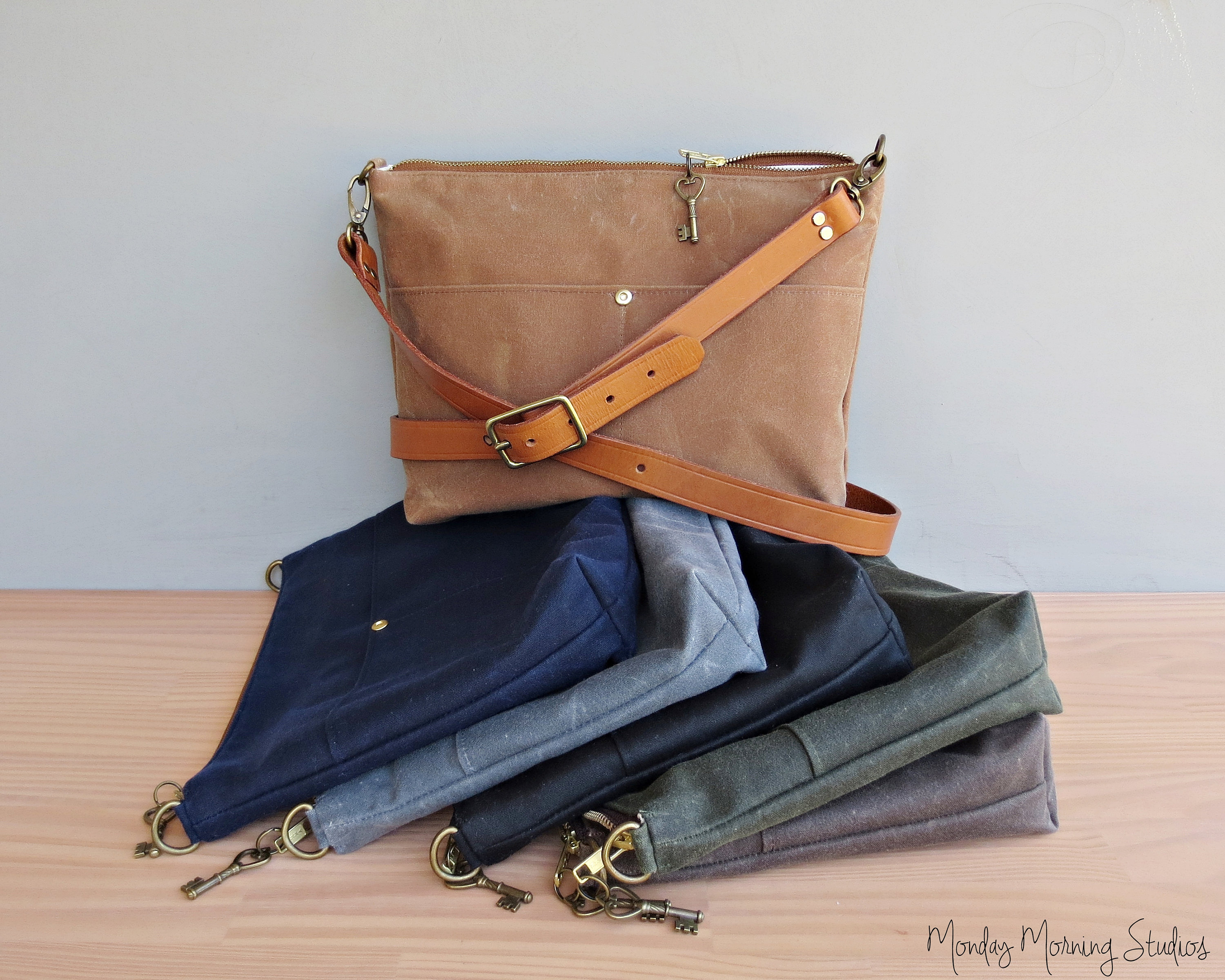 Forest Green Waxed Canvas Handbag With Custom Length Leather Strap ...