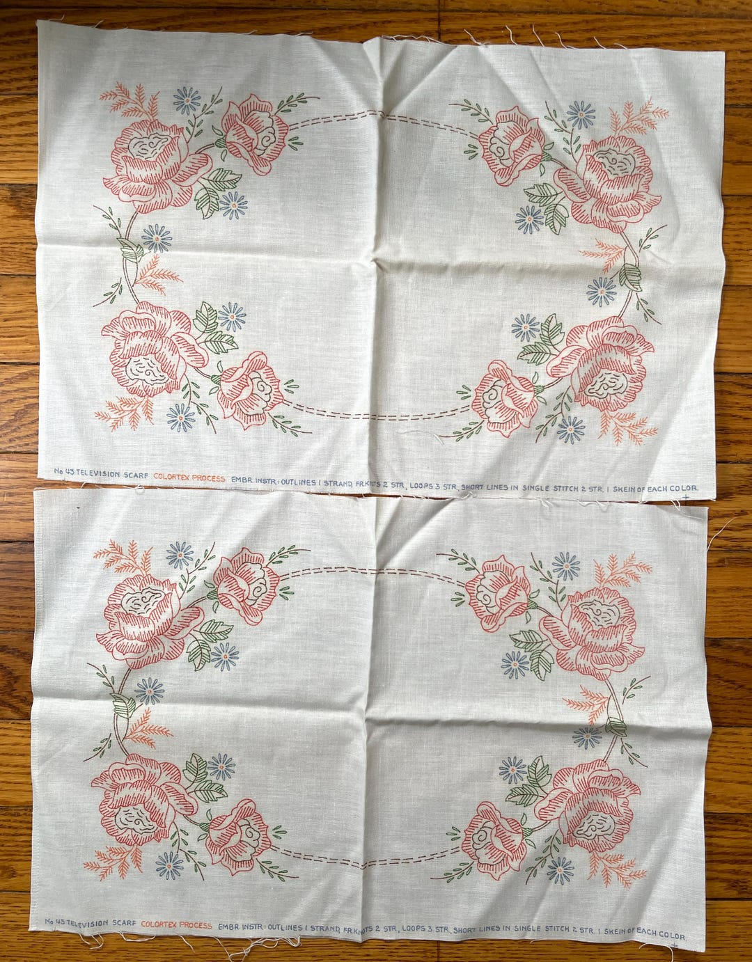 Vintage Colortex Stamped Embroidery Rose Doily - Etsy