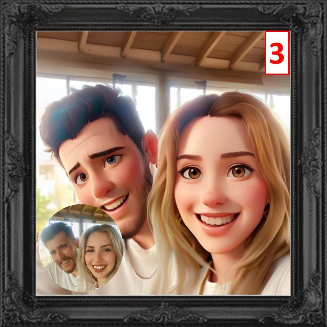 Custom 3D Couple Portrait Cartoon 3D Portrait Animated Couple ...
