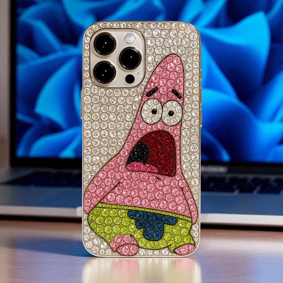 Patrick Star Shocked Face Bling Phone Case for iPhone 16 15 14 13 Pro ...