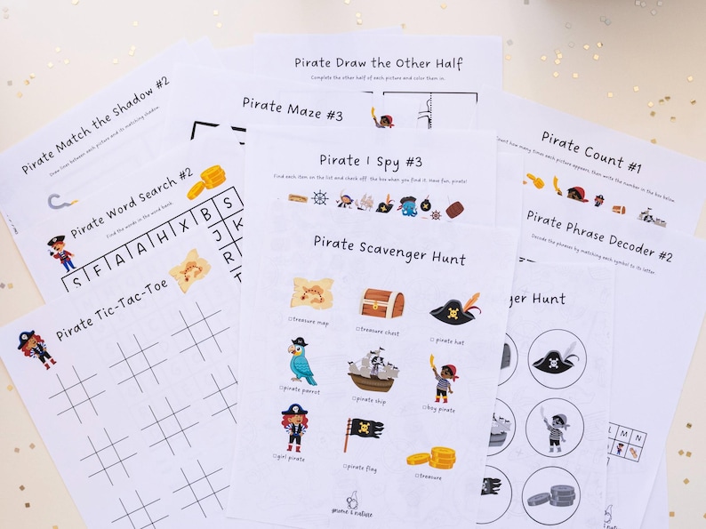 Printable Pirate Activity Bundle: Scavenger Hunt, Maze, Word Search ...