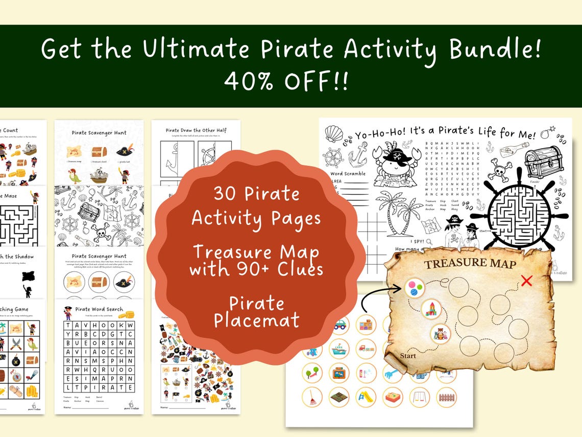Printable Treasure Map Scavenger Hunt: Editable Pirate Party Game (PDF ...