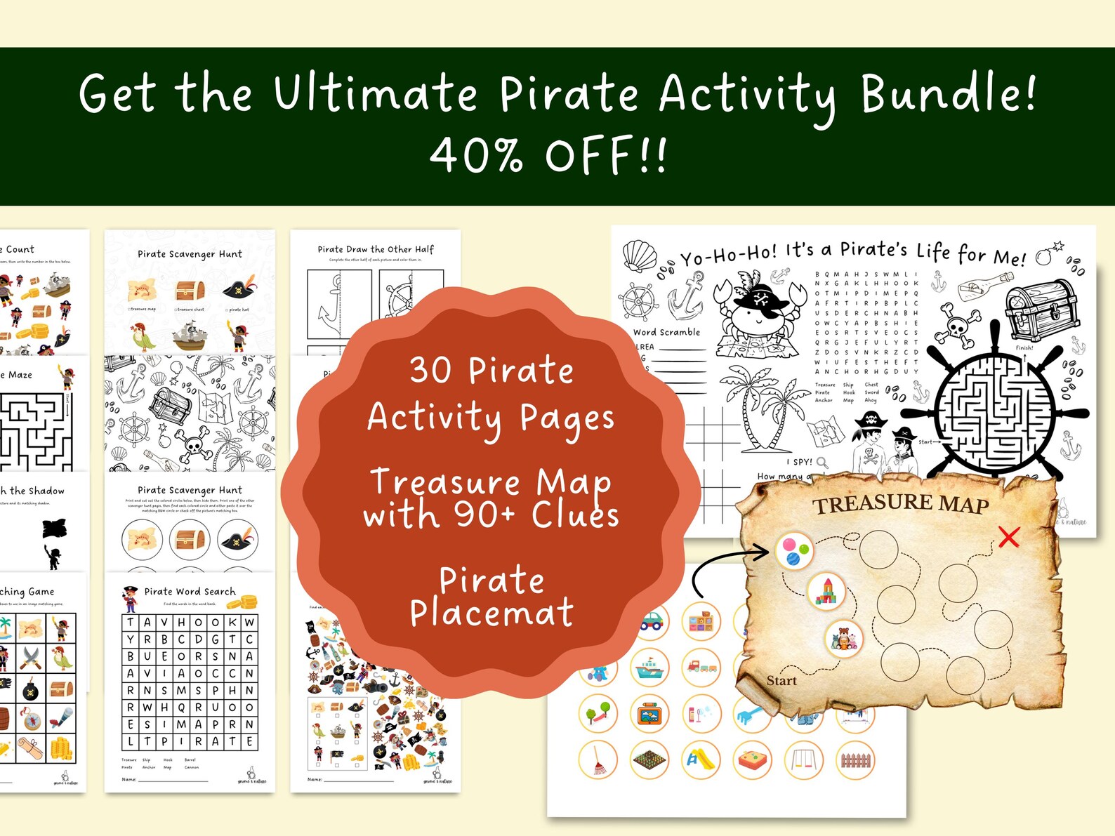 Printable Treasure Map Scavenger Hunt: Editable Pirate Party Game (PDF ...
