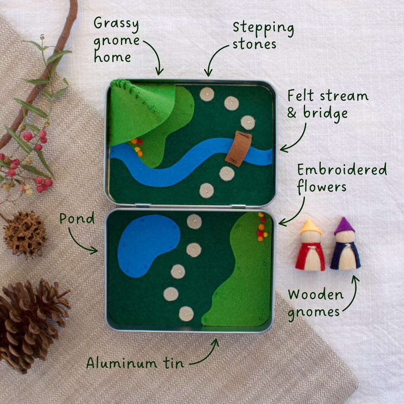 Mini Gnome Playset: Felt Garden Imagination Kit - Travel Toy - Etsy