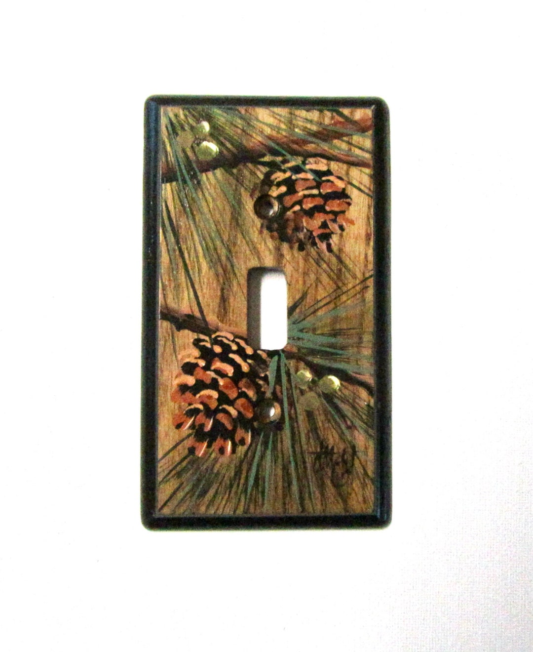 Single Switch /toggle Wood Switch Plate. Pine Cone Design - Etsy