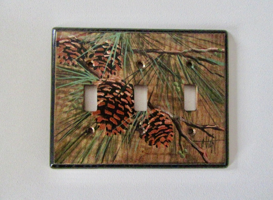 Triple Switch Plate/wallplate Pine Cone Design - Etsy
