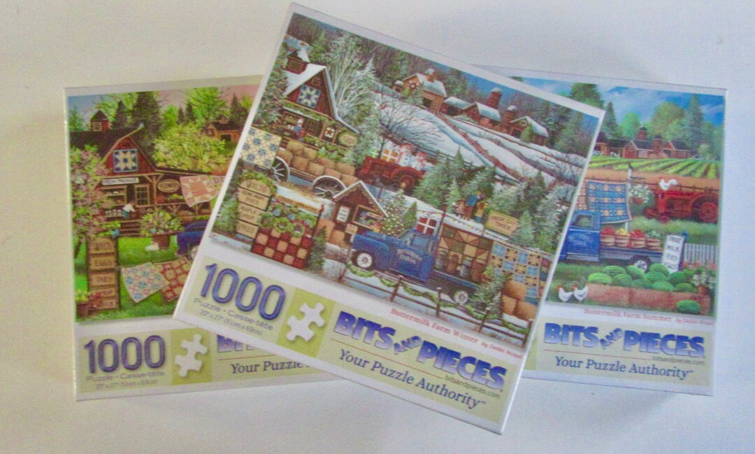 Trio of Puzzles Summer, Winter and Spring 1,000 Pieces Puzzles Bundle ...