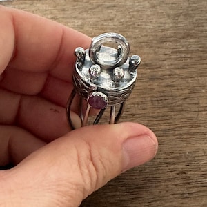Handmade Artisan Sterling Silver Cage Pendant With Pink Sapphire ...