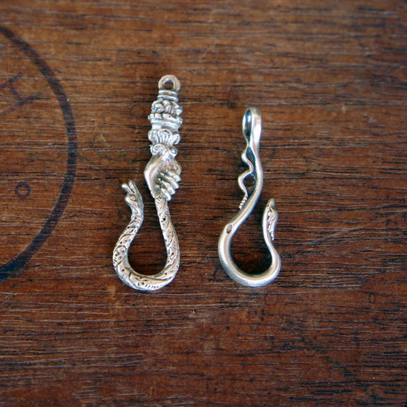 ONE Solid Silver Hissing Snake Hook Clasp Charm Holder Pendant - Etsy