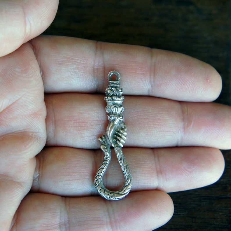 ONE Solid Silver Hand Holding Snake Hook Clasp Charm Holder Pendant - Etsy