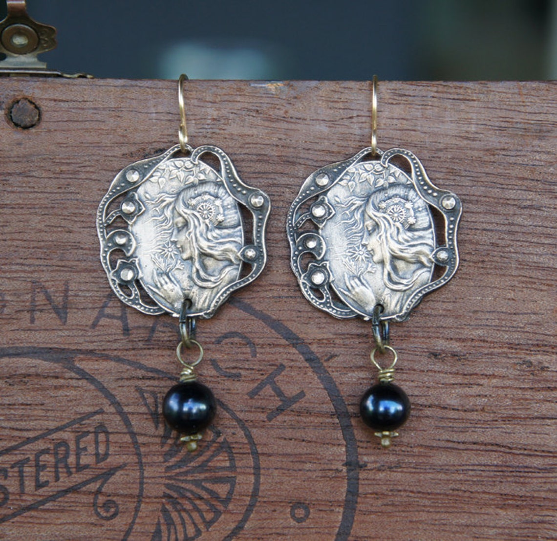 Solid Silver Bohemian Forest Nymph Goddess Art Nouveau Woman - Etsy