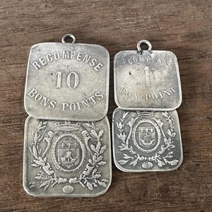 Antique French Recast Solid Silver Commerce Tokens Square Shape 10 ...