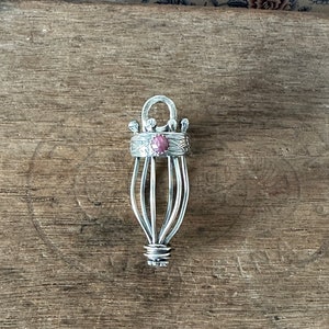 Handmade Artisan Sterling Silver Cage Pendant With Pink Sapphire ...