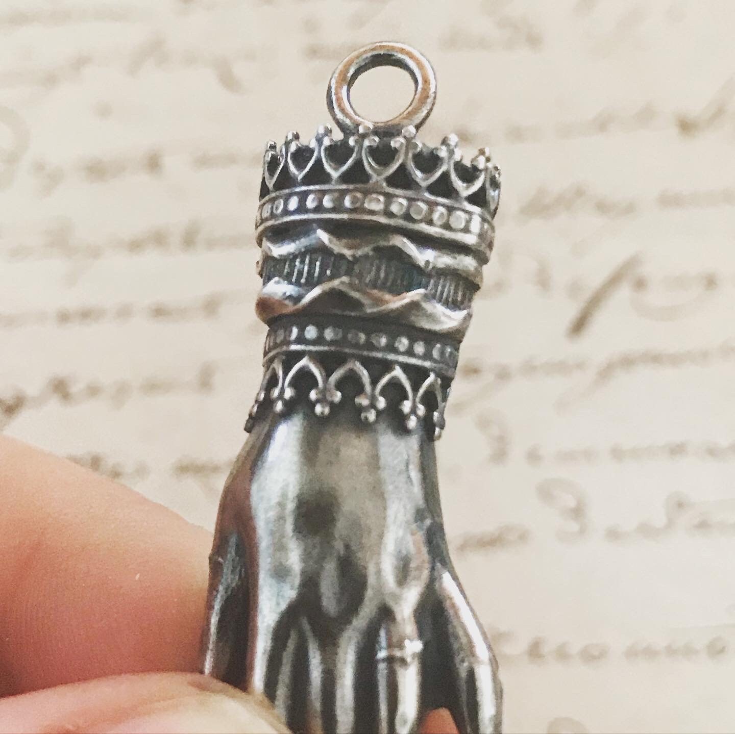 Solid Silver Ornate Lace Cuffed Ladies Hand Pendant | Etsy