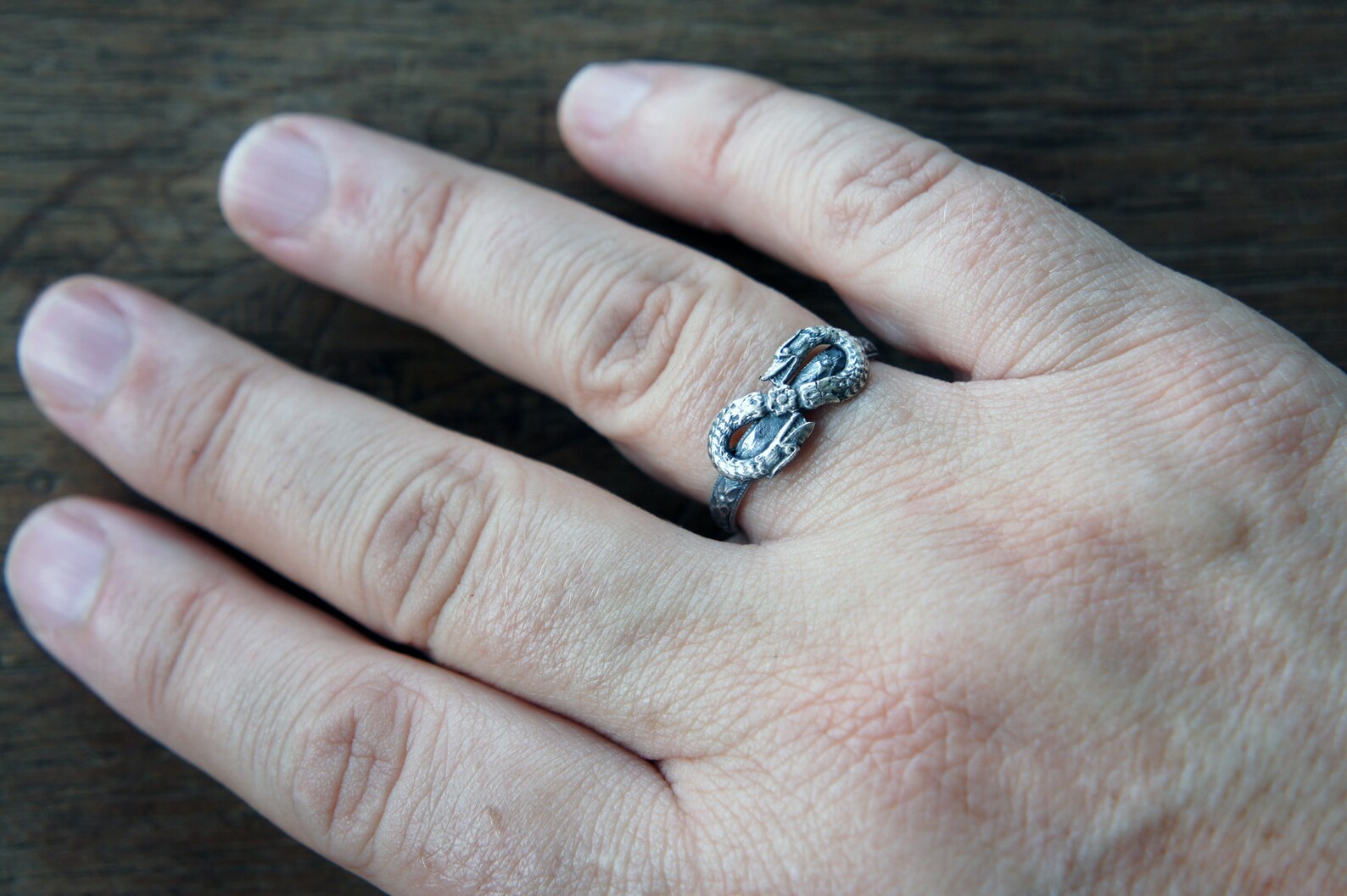 Solid Silver Antique Style Eternity Snake Ring Exclusive | Etsy