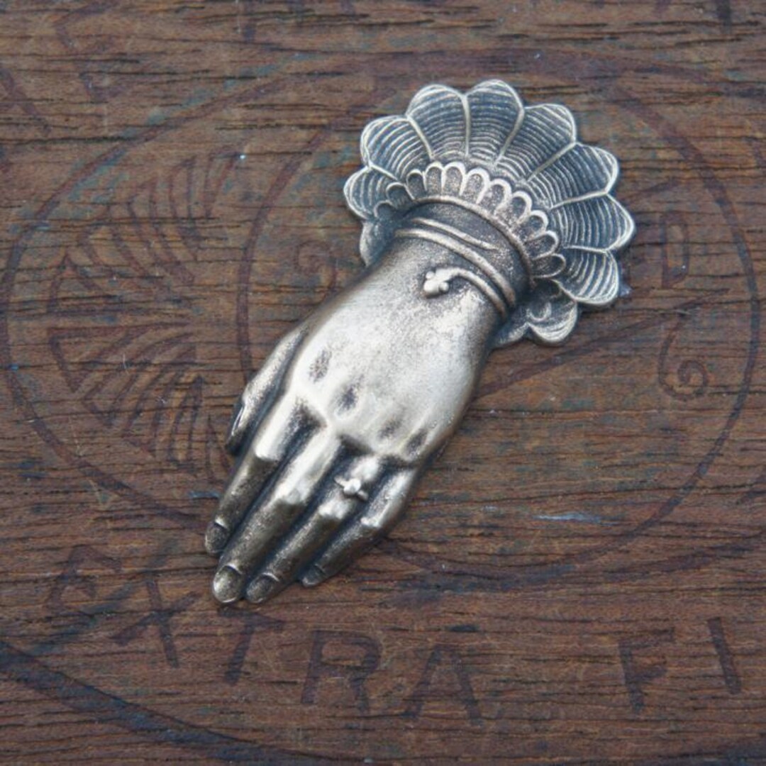 French Antique Style Cuffed Hand With Snake Bracelet Pendant Sterling ...