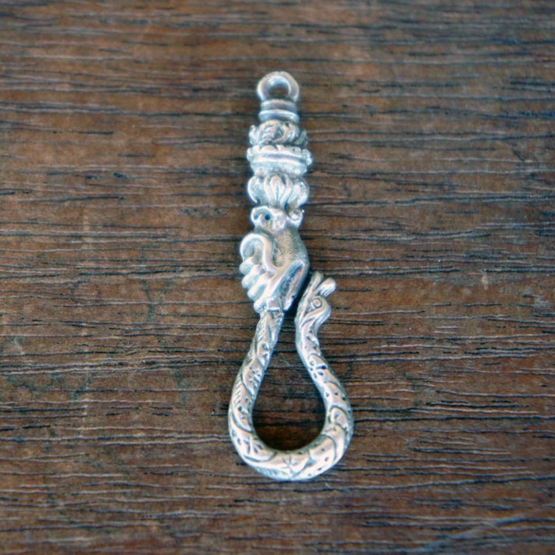ONE Solid Silver Hand Holding Snake Hook Clasp Charm Holder Pendant - Etsy