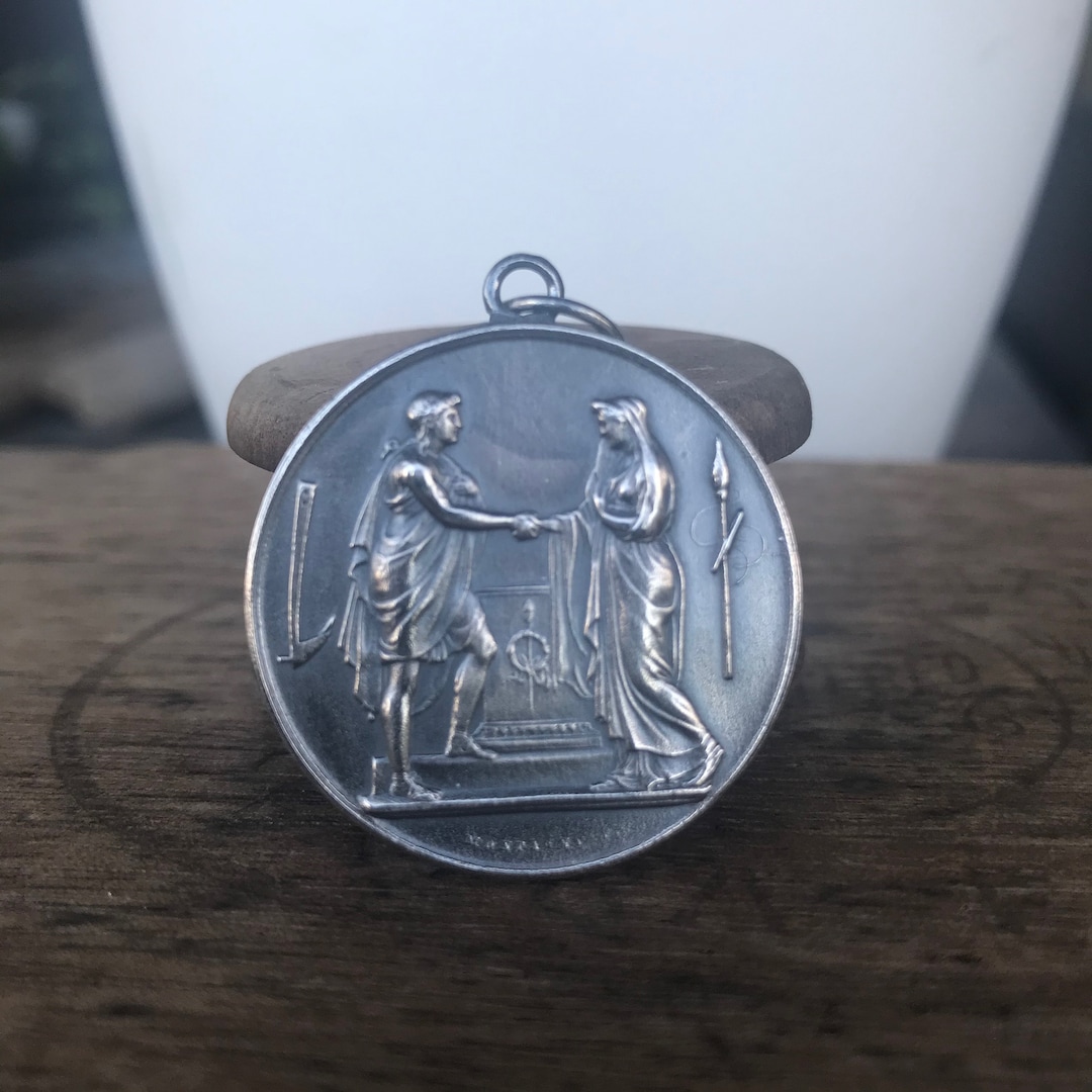 Solid Silver Antique French Marriage Medal Fidelity Love Romance ...