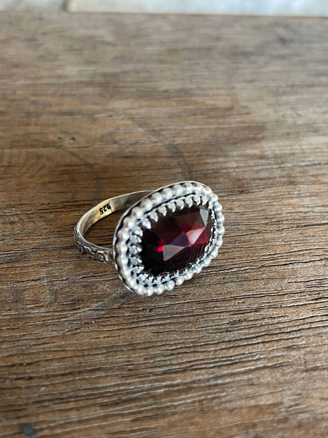 Handmade Artisan Sterling Silver Ring Antique Style With Rose Cut ...