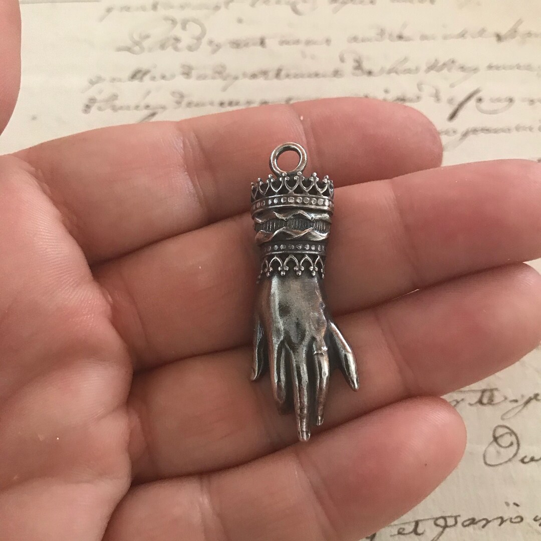 Solid Silver Ornate Lace Cuffed Ladies Hand Pendant - Etsy