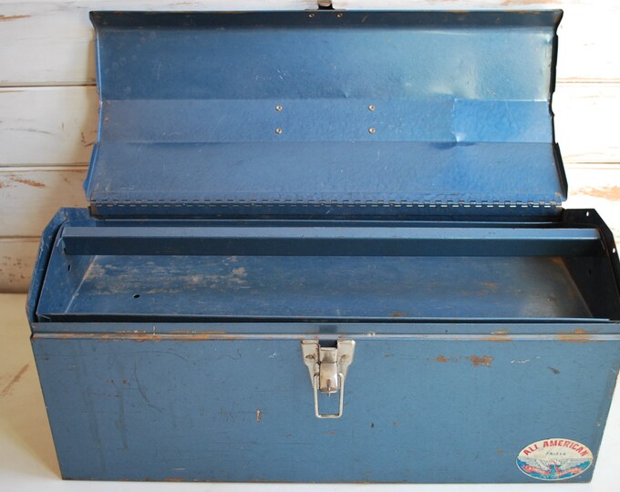 All American Tool Box, Vintage Tool Box, Blue Tool Box, Metal Tool Box ...