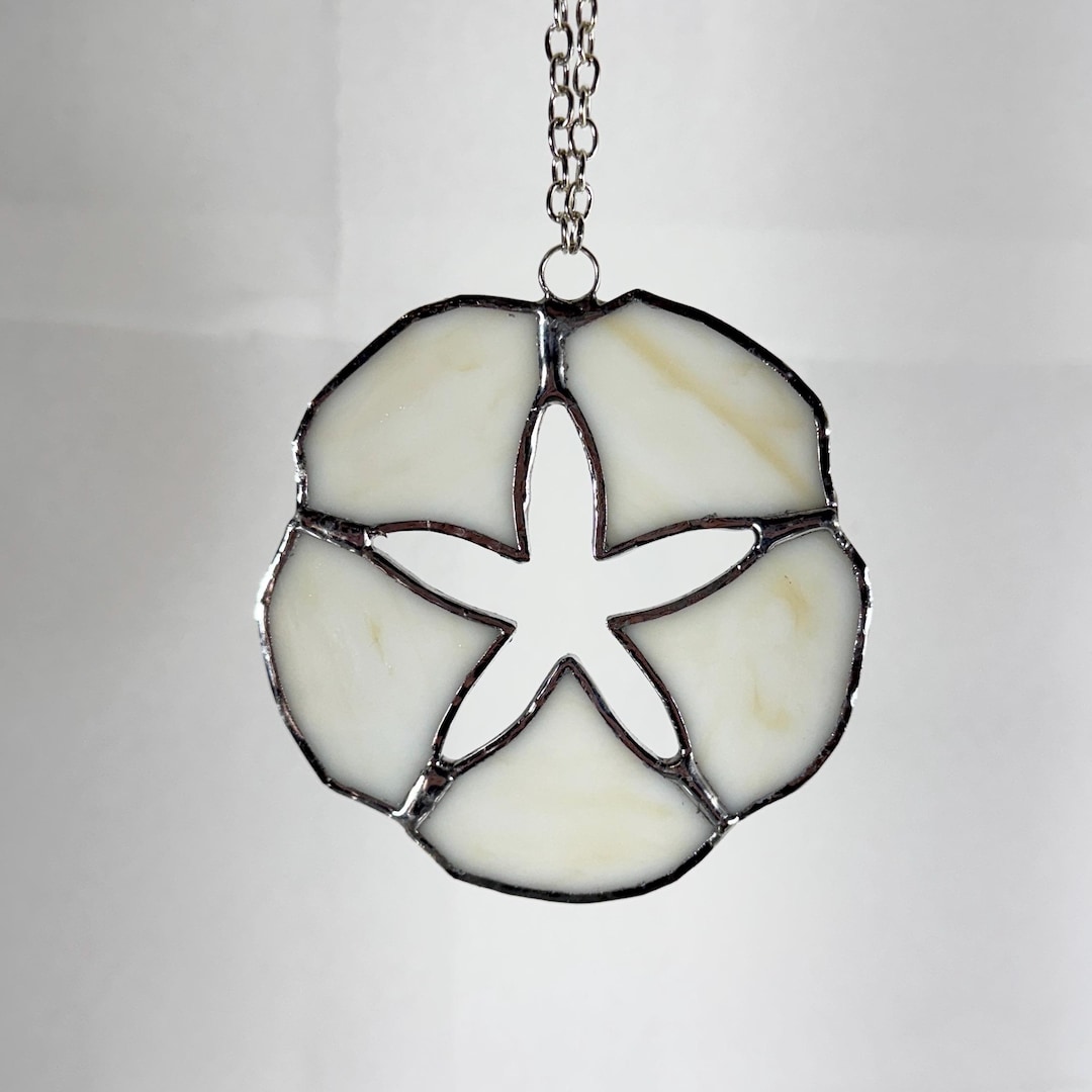 Stained Glass Sand Dollar Suncatcher | Beachy Stained Glass Sand Dollar ...