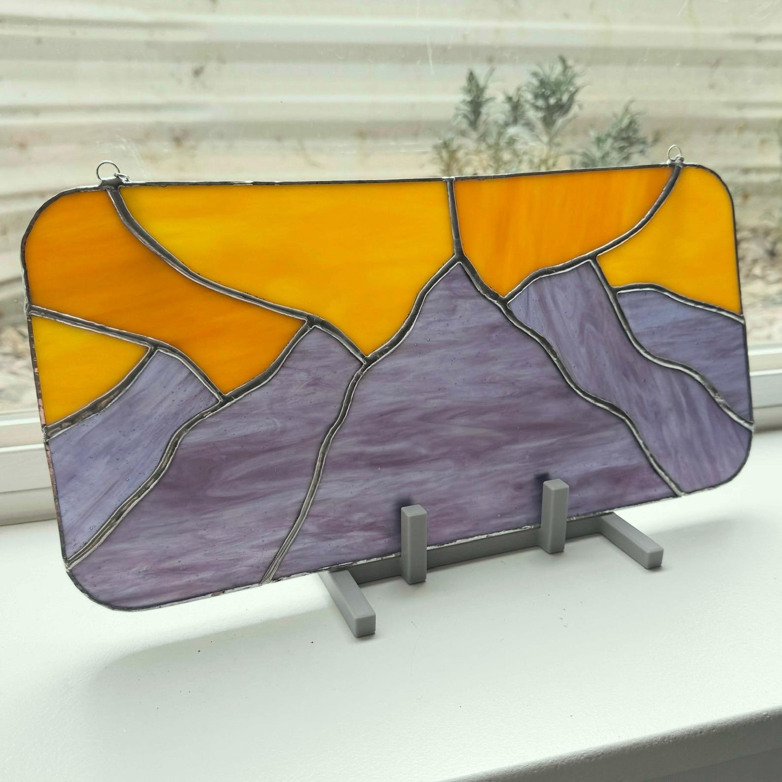 Window Sill Stained Glass Display Stand | Fused Glass Shelf Display ...