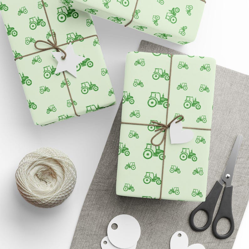 Tractor Wrapping Paper, John Deere Farm Theme Gift Wrap for Birthday ...