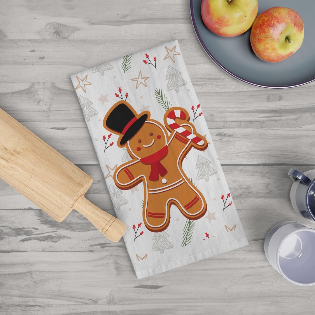 Gingerbread Man Christmas Kitchen Tea Towel, Holiday Decor ...
