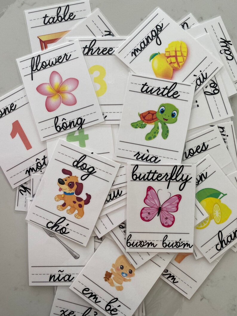 English Vietnamese Flashcards - Script - Set #1 (instant Download) - Etsy