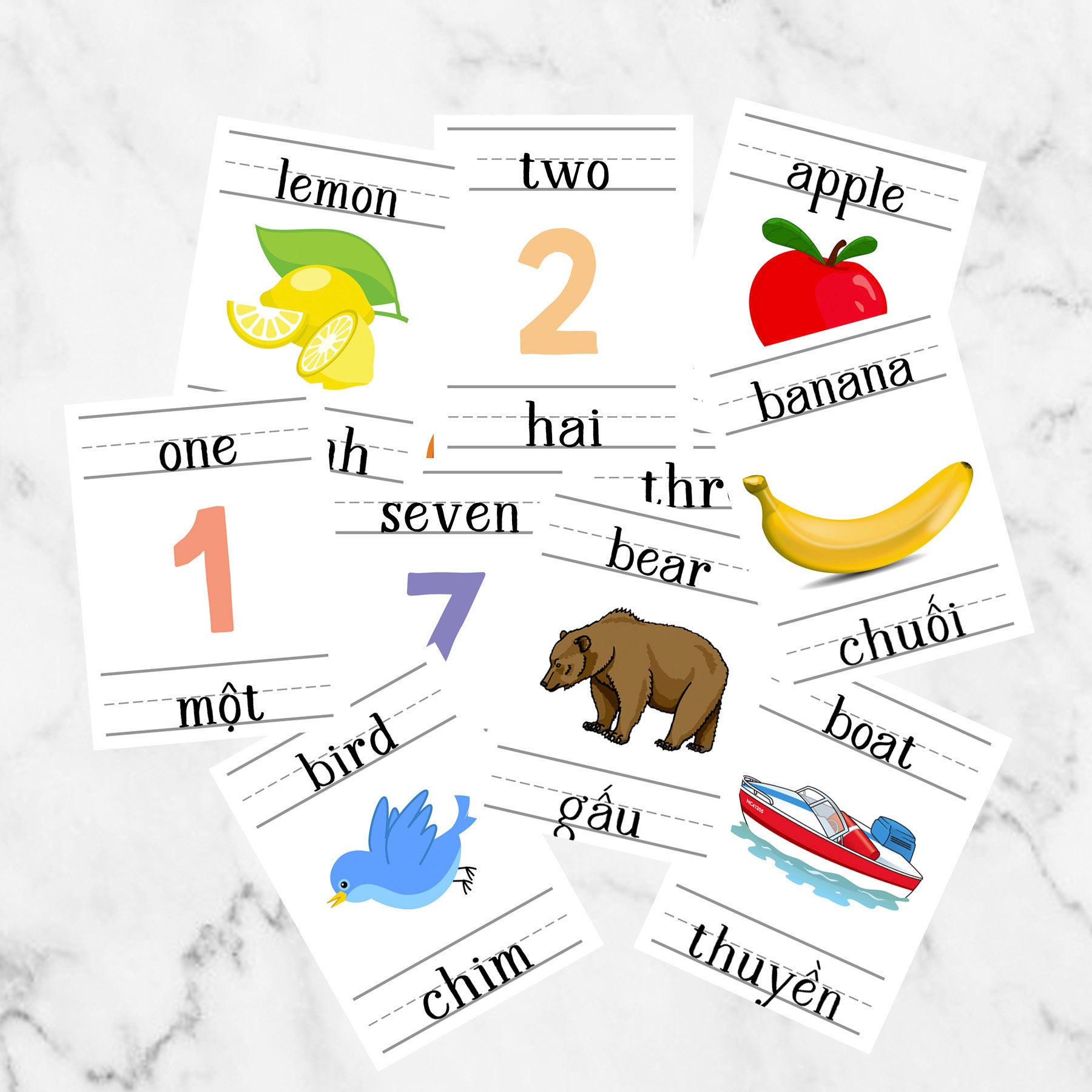 English Vietnamese Flashcards Regular Set 1 instant Download - Etsy