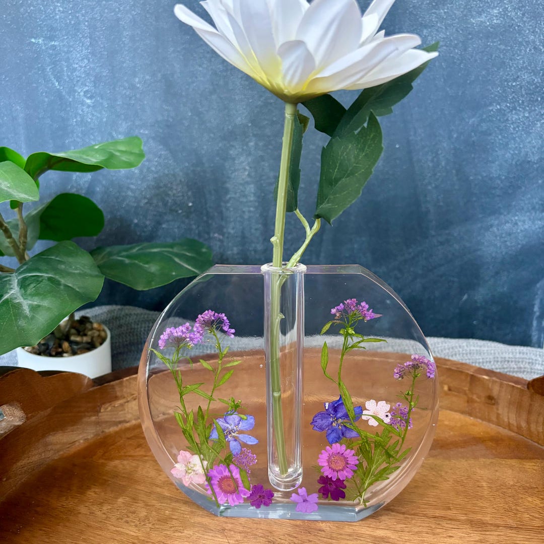Single Stem Flower Epoxy Resin Vase - Etsy