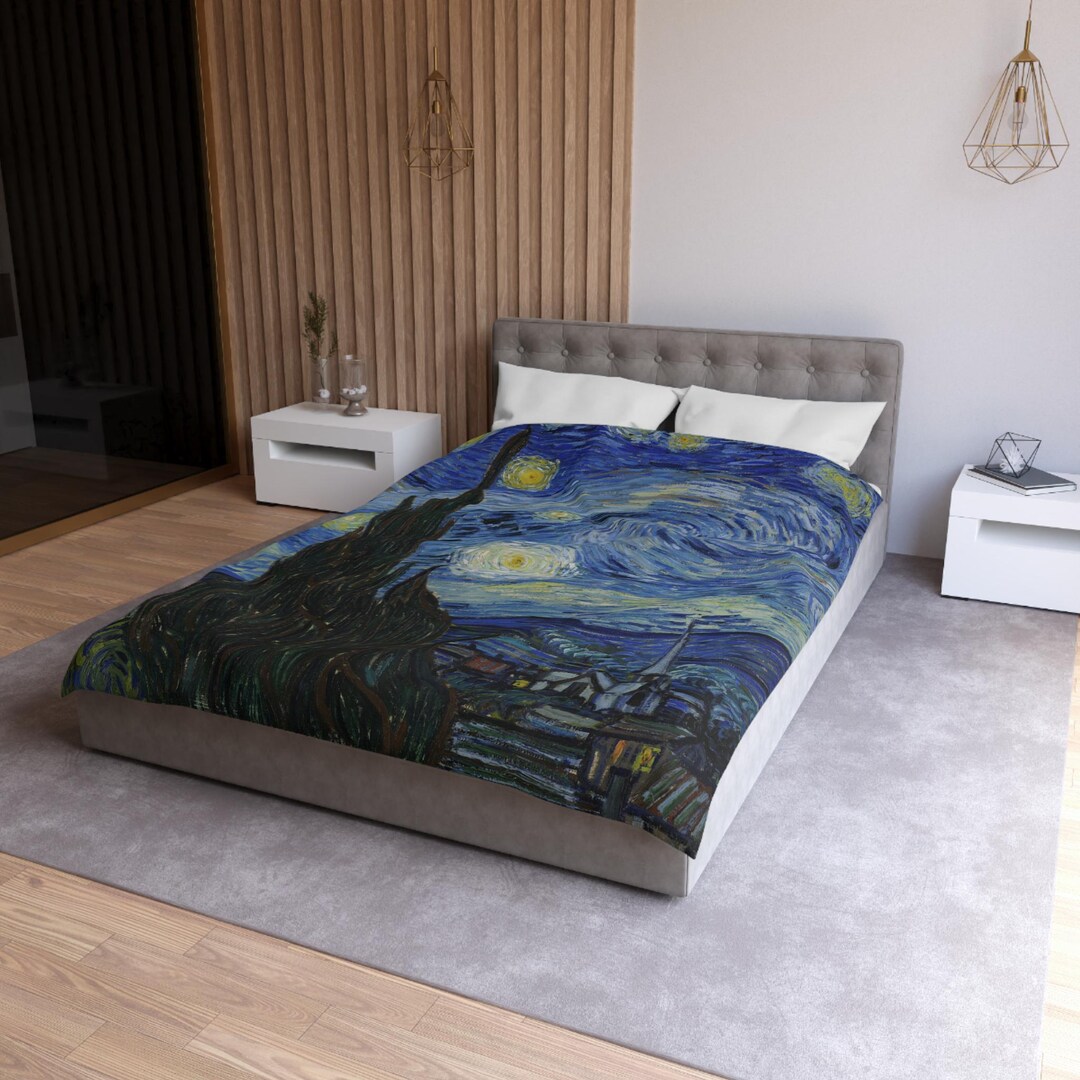 Starry Night Duvet Cover Queen Comforter Set Modern Home Decor Striped ...