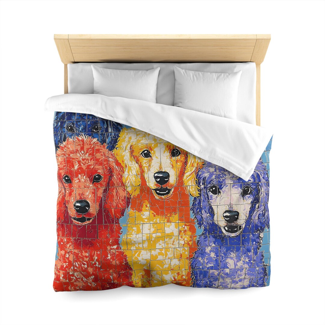 Colorful Poodle Art Tiled Dog Pattern Duvet Cover Soft & Cozy Bedding ...