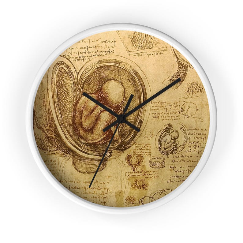 Leonardo Da Vincis Embryo Illustration Clock - Etsy