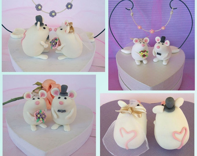 Funny, Cute Mice Wedding Cake Toppers With Stand and Floral Arc - Etsy