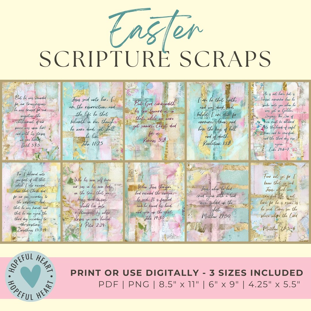 Easter Scripture Scraps, Bible Junk Journal Printable, Easter Bible ...