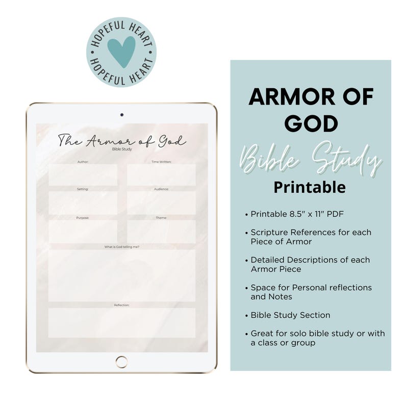 Armor of God Bible Study Guide, Bible Study Printable, Bible Study Template, Chrisitian Journal ...