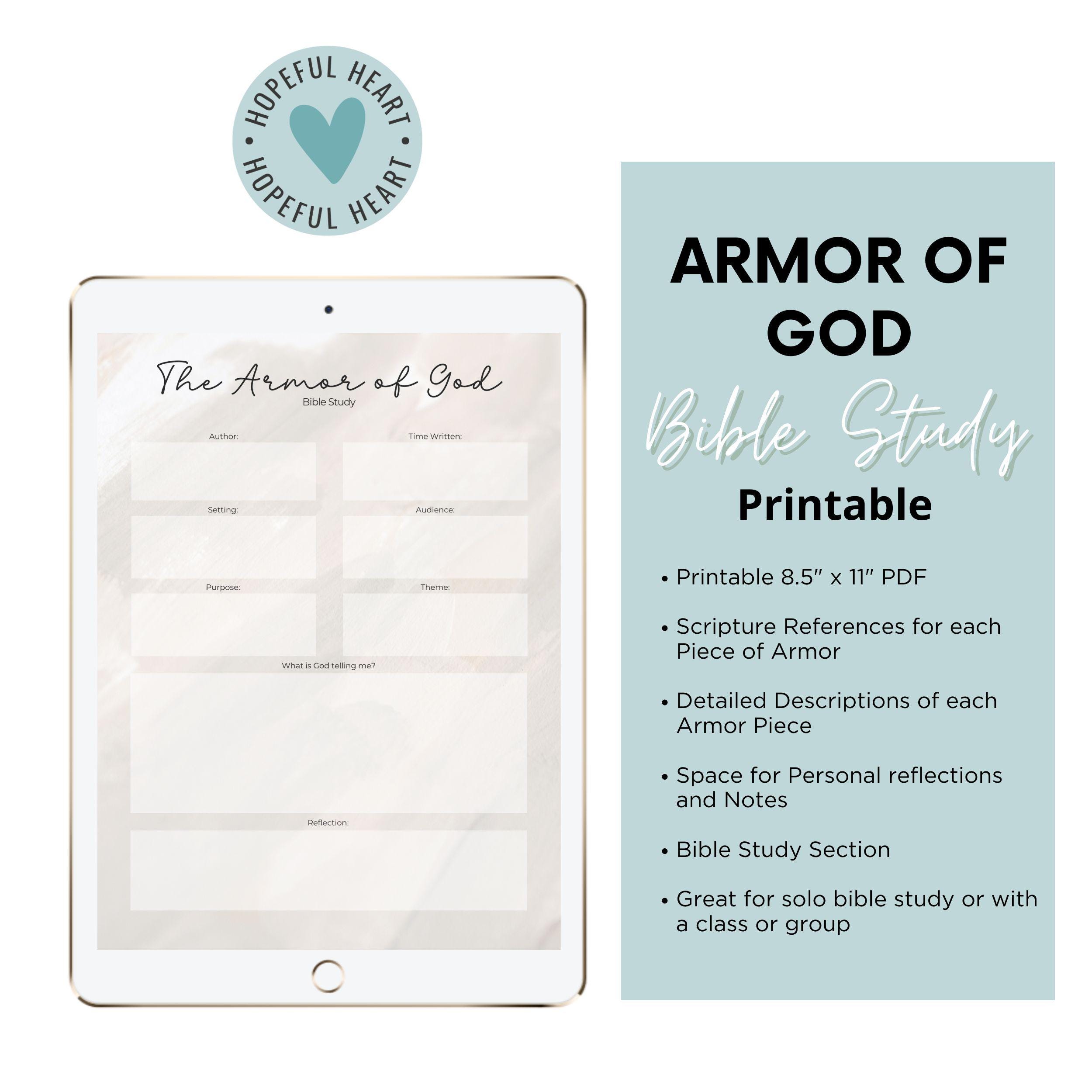Armor of God Bible Study Guide, Bible Study Printable, Bible Study ...