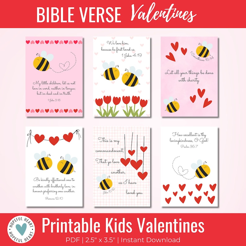 Printable Valentines, Bible Verse Kids Valentine, Kids Valentine ...