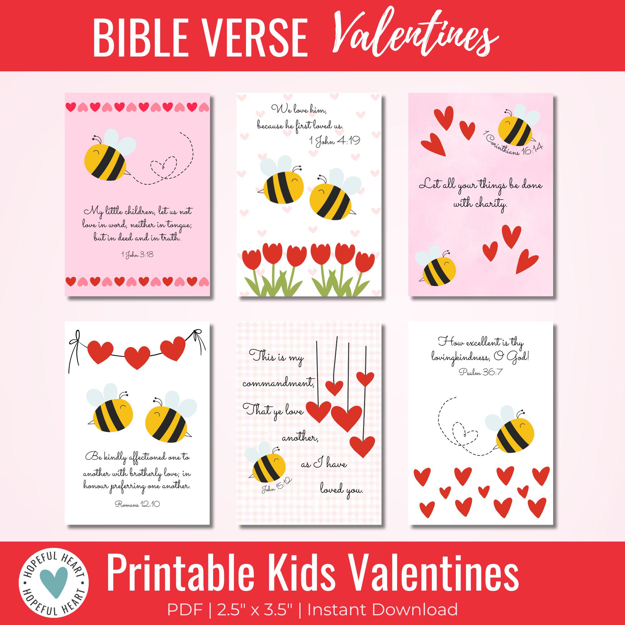 Printable Valentines, Bible Verse Kids Valentine, Kids Valentine ...
