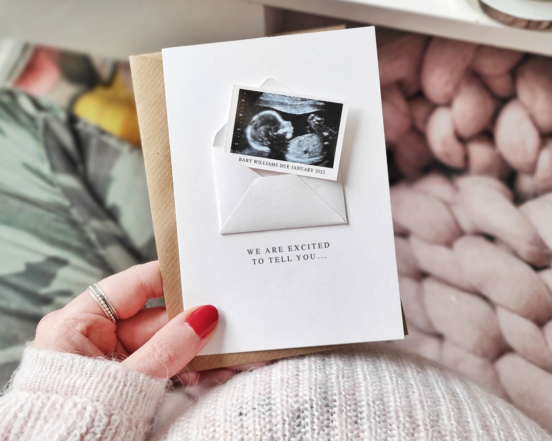 Handmade Pregnancy Announcement Card With Ultrasound Photo Keepsake - Etsy