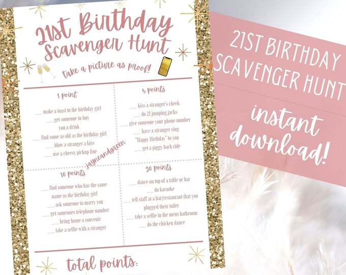 21st Birthday Scavenger Hunt 21st Birthday Game Printable - Etsy