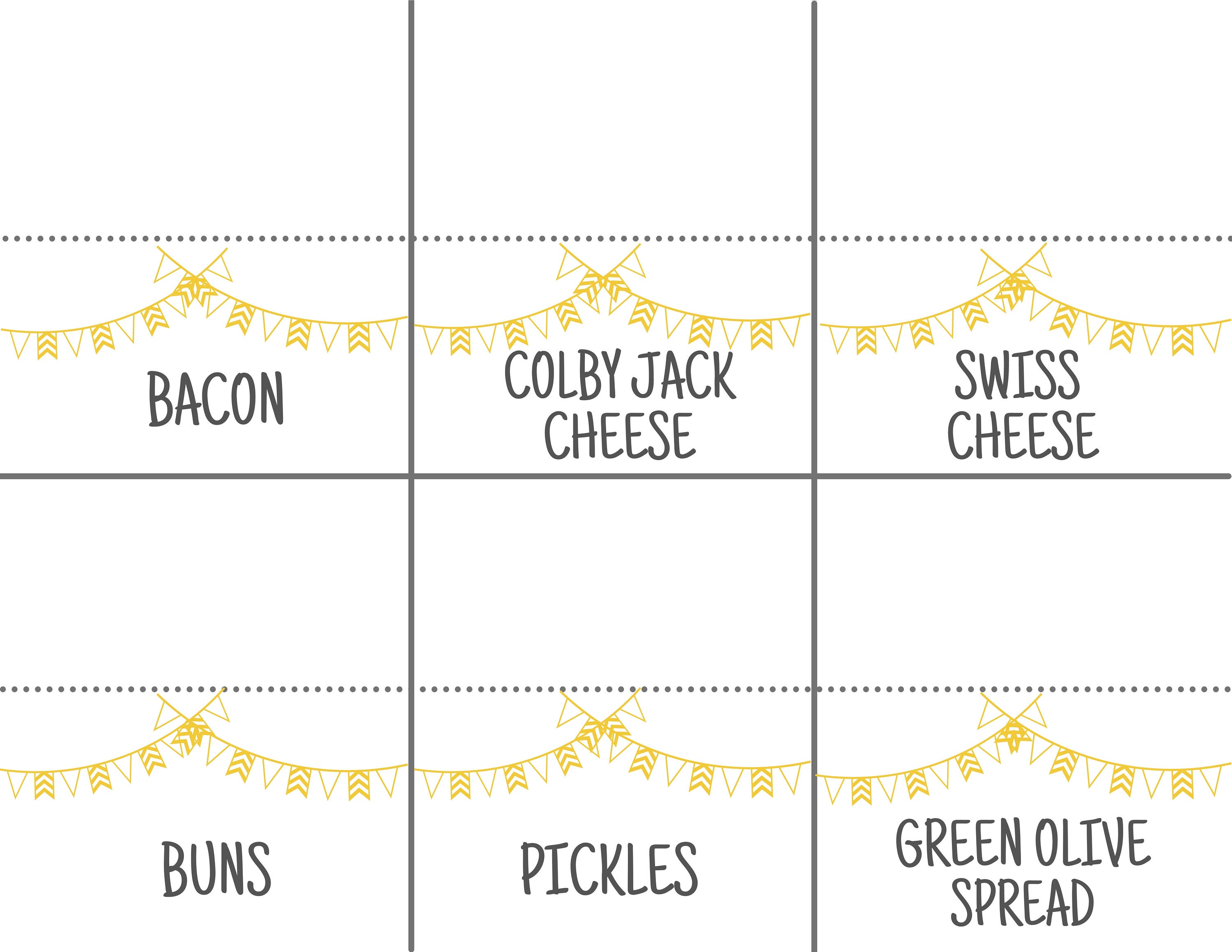 Burger Bar Sign, BBQ Food Labels Printable (digital Download) - Etsy