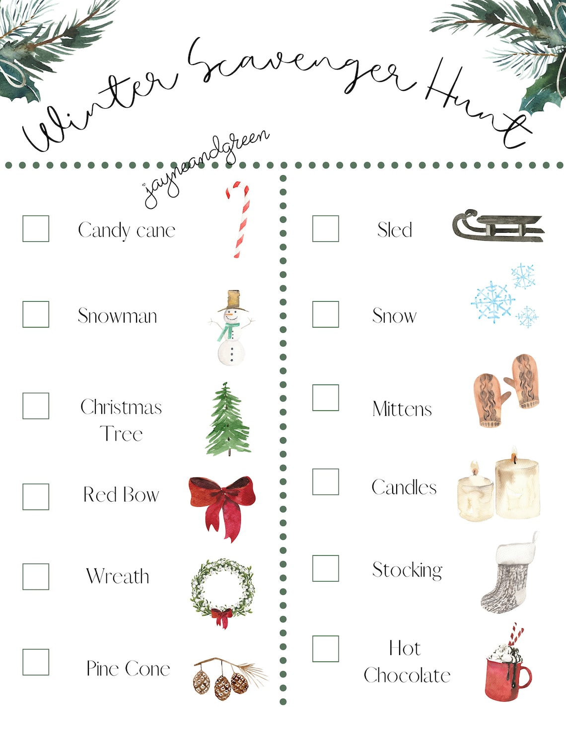 Winter Scavenger Hunt Printable Outdoor Scavenger Hunt - Etsy